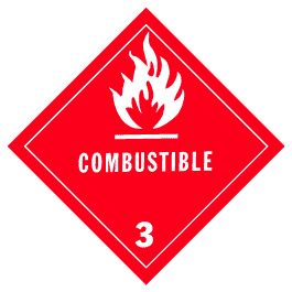 Combustible Class 3 Labels, Roll of 500