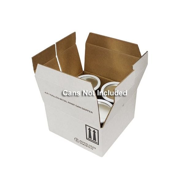 4 x 1 Gallon Metal Paint Can Die-Cut White Box only (4G/Y25.1)